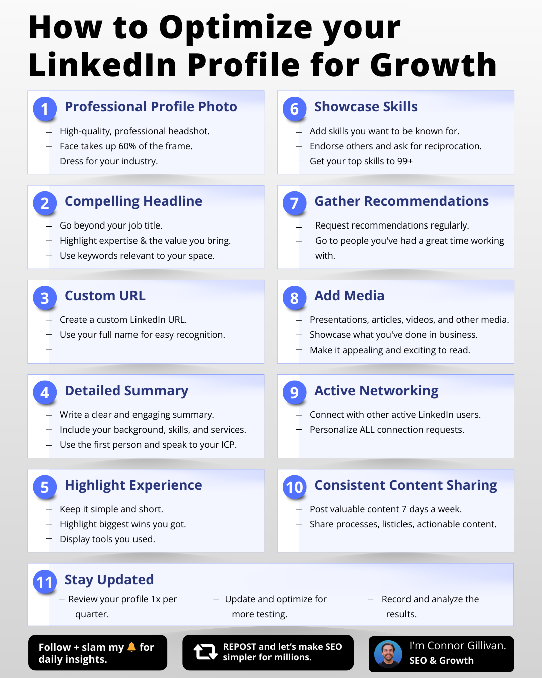 How to Optimize your LinkedIn Profile for Massive Growth - Connor Gillivan